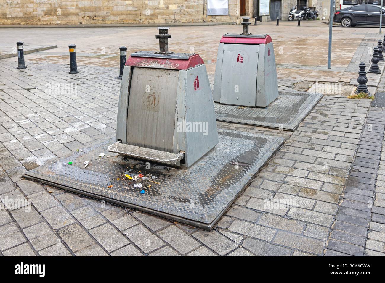 Underground Trash Cans Container System at Street in Istanbul Turkey ...