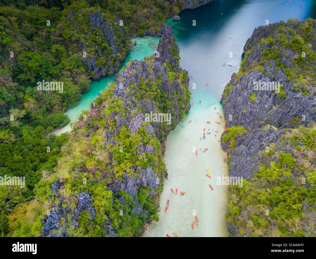 Big Lagoon and Small Lagoon at Miniloc Island near El Nido, Palawan ...