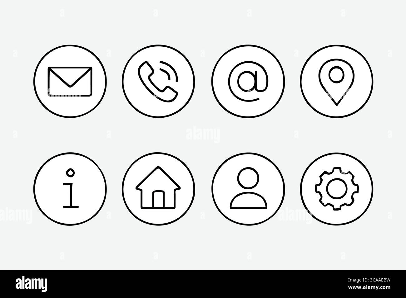 8 Simple Contact and Interface Line Icons – Email, Phone, Location ...