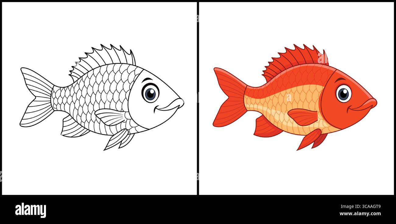 Cute Fish Coloring Page for kids Stock Vector Image & Art - Alamy