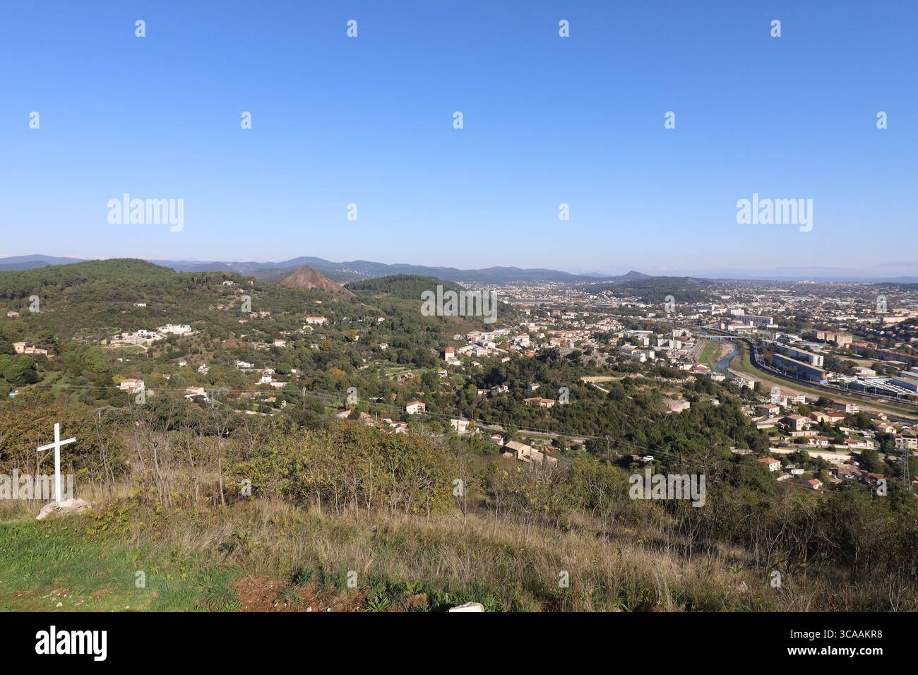 Overview of the city from Hermitage Hill, city of Alès, Gard department ...