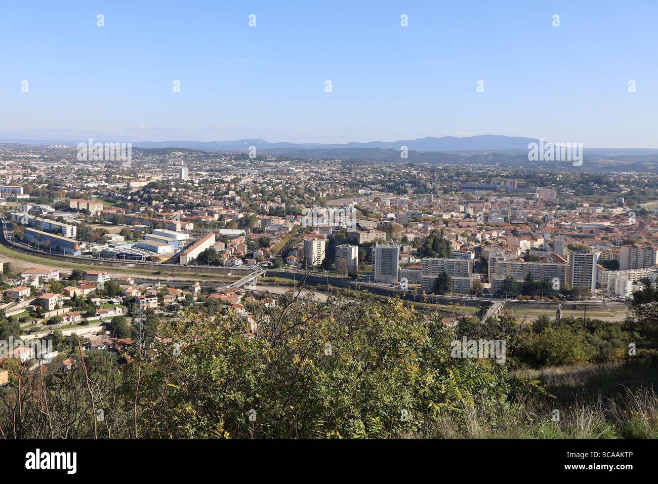 Overview of the city from Hermitage Hill, city of Alès, Gard department ...
