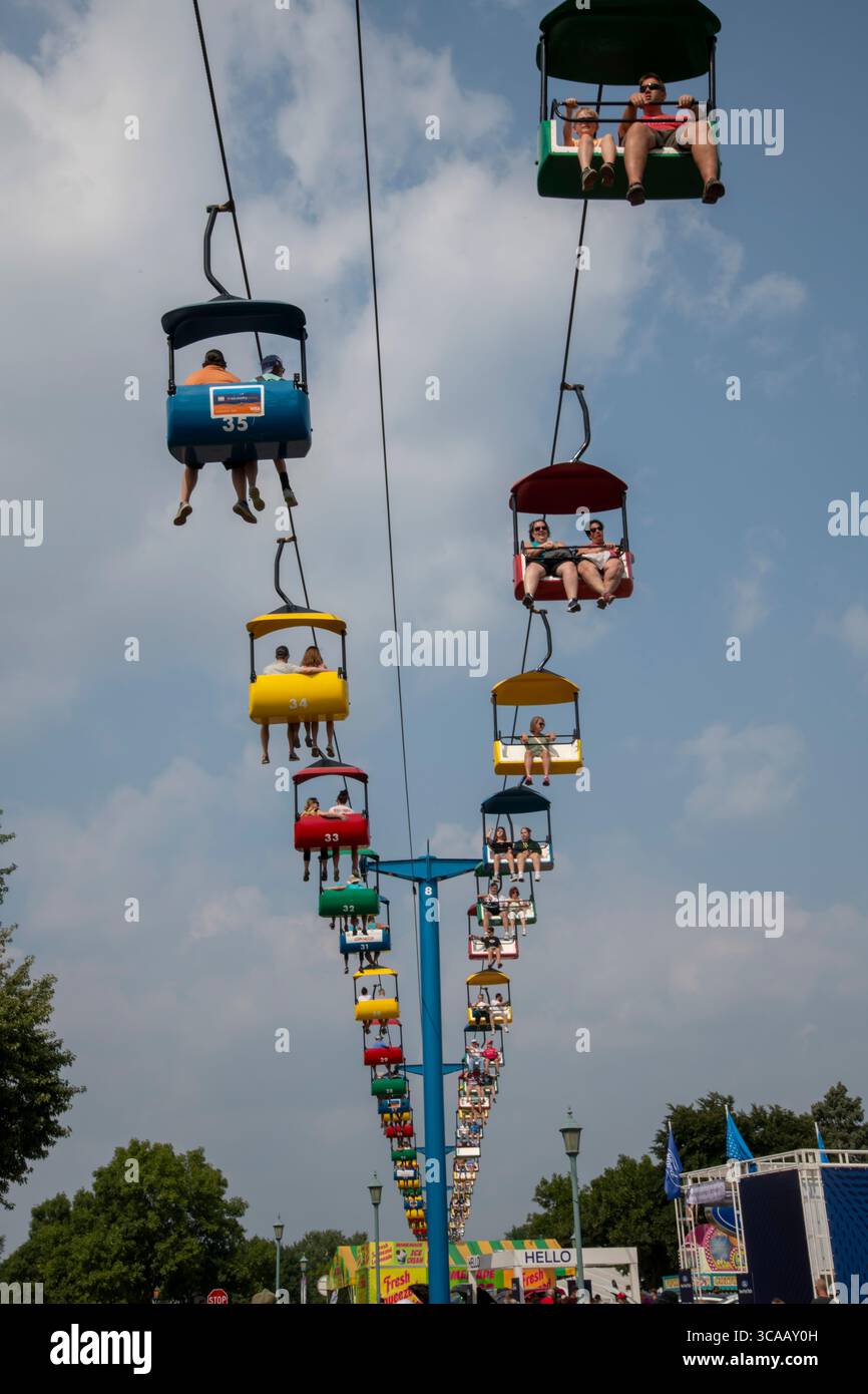 St. Paul, Minnesota. Minnesota state fair. People riding on the Sky ...
