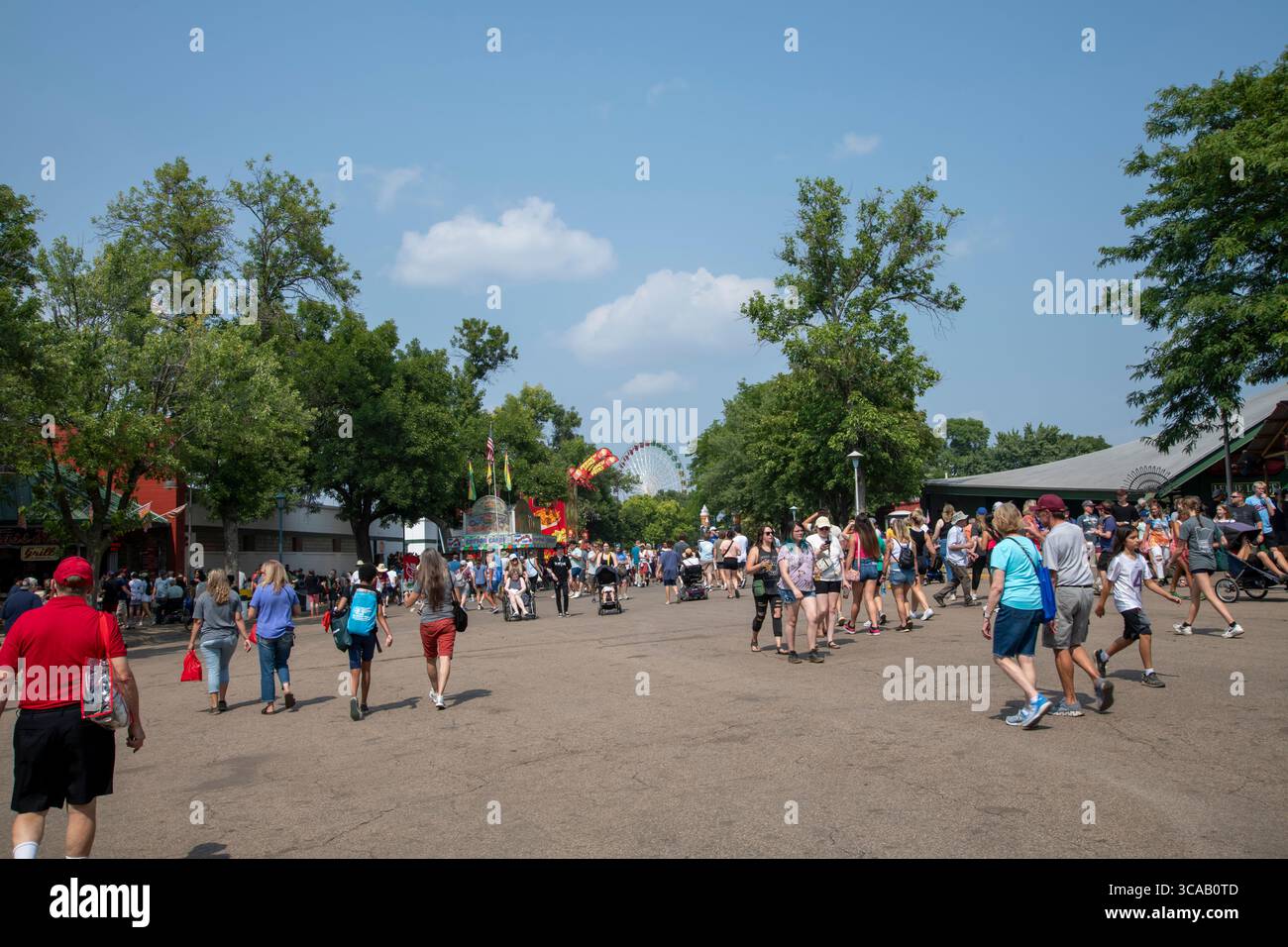 Falcon Heights, Minnesota. Minnesota state fair. People walking along ...