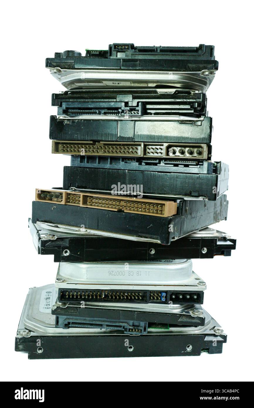 Closeup destruction computer hard Cut Out Stock Images & Pictures - Alamy