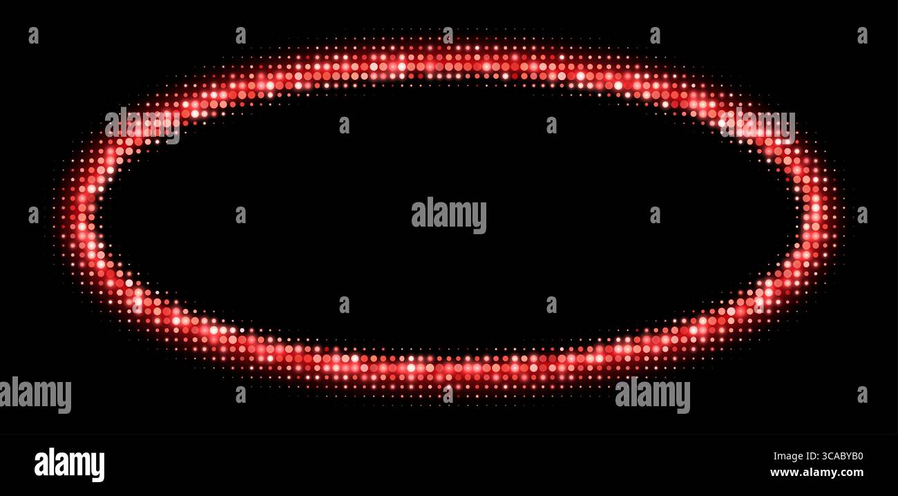 Red halftone frames, glowing circle borders, round pattern with dots ...