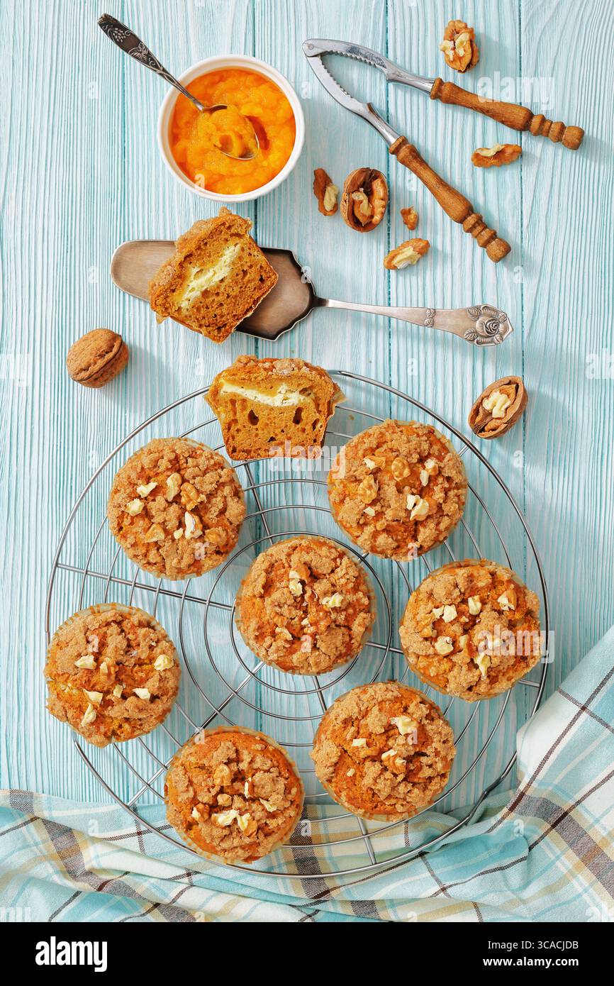 mashed sweet potato muffins with streusel nut topping and cream cheese ...