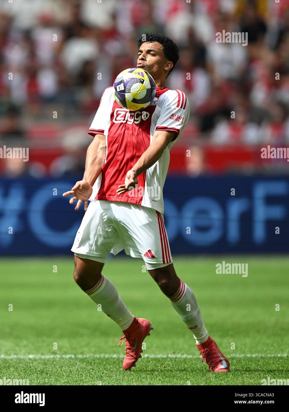 AMSTERDAM - Owen Wijndal of Ajax during the practice match between Ajax ...