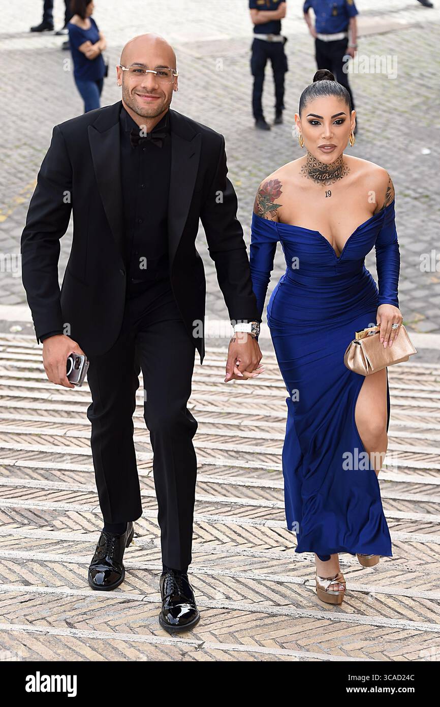 Italian sprinter Marcell Jacobs and his wife Nicole Daza guests at the ...