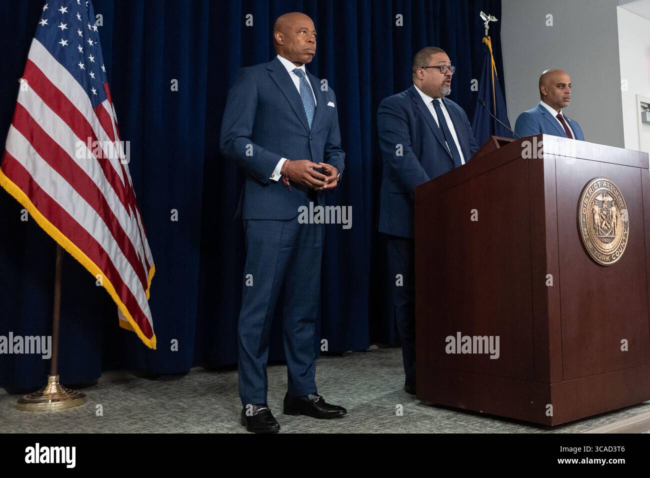 Manhattan District Attorney Alvin Bragg, Jr., announced with Homeland ...