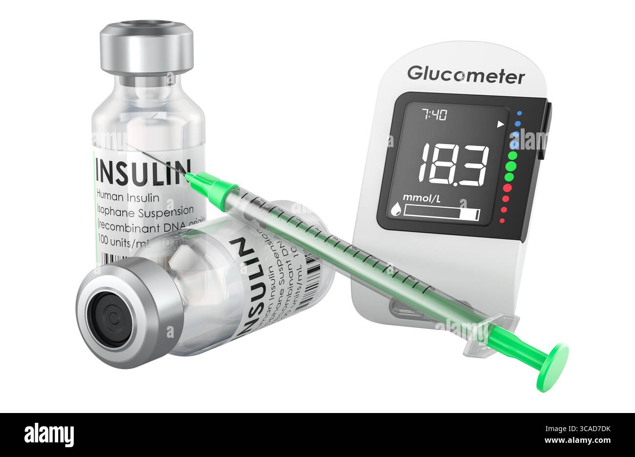 Insulin vials syringe glucometer Cut Out Stock Images & Pictures - Alamy