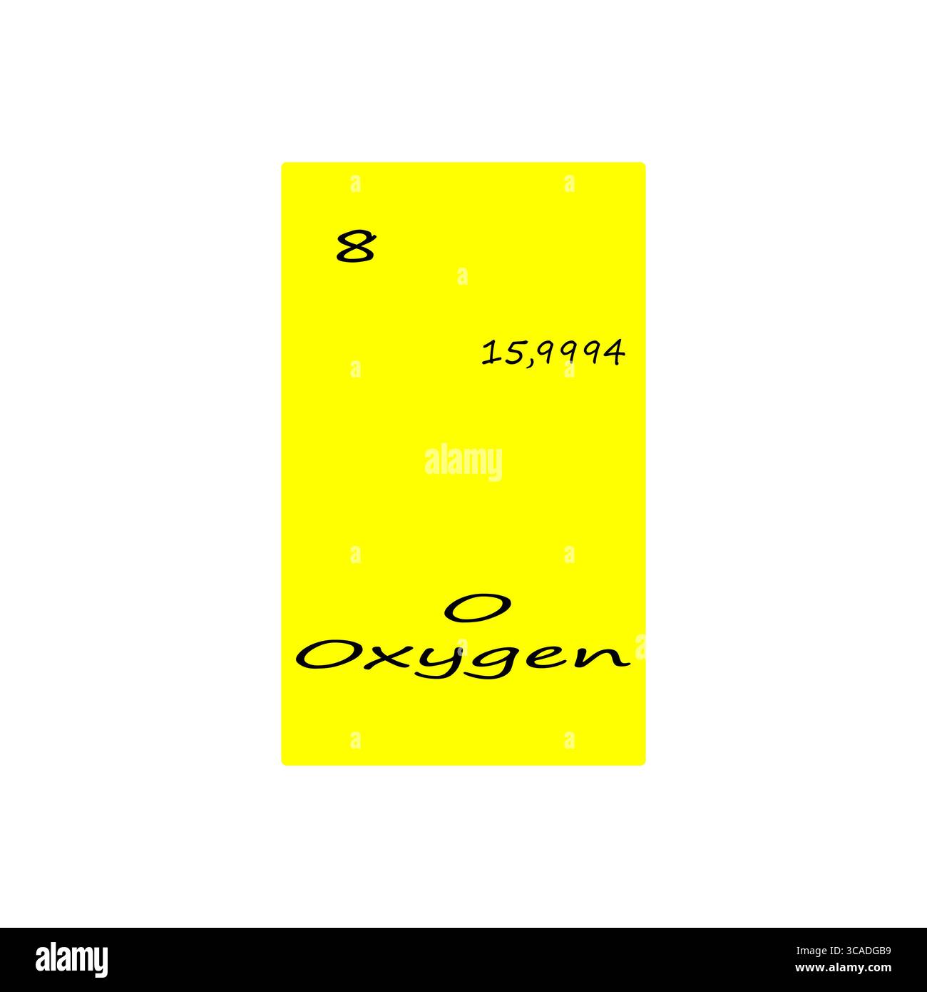 Oxygen periodic element. Number 8 symbol. Bright yellow card. Vector ...