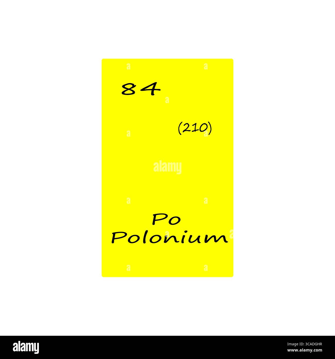 Polonium periodic element. Number 84 symbol. Bright yellow card. Vector ...