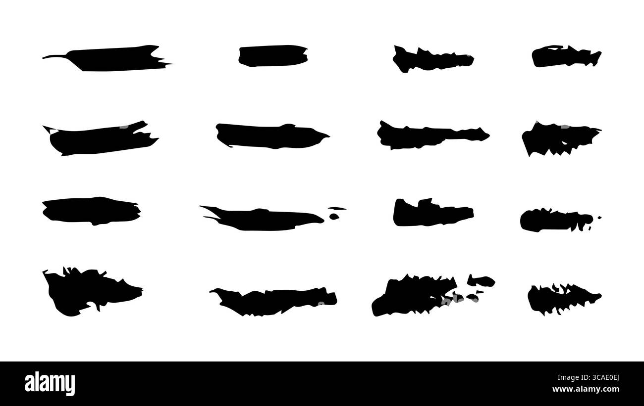 Brushes and elements for notes highlighting text. Vector illustration ...