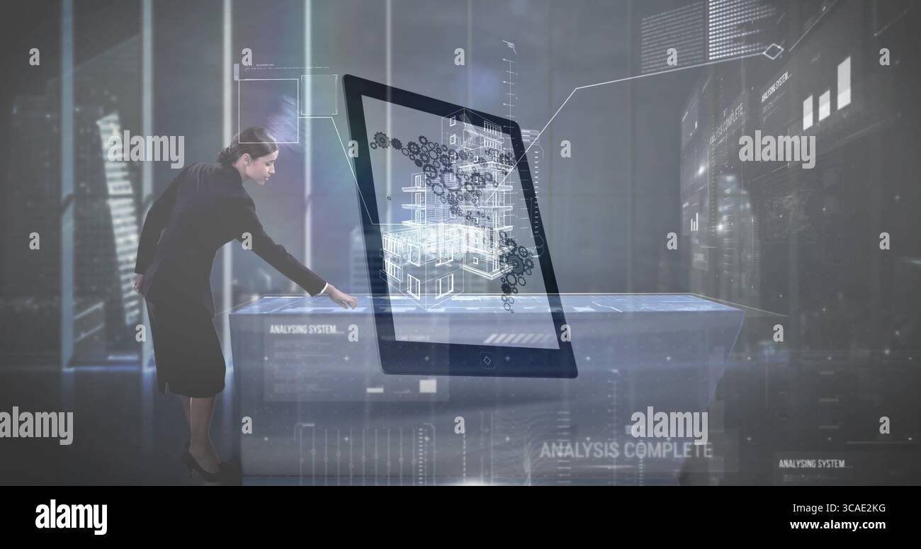 Examining woman manipulating holographic hi-res stock photography and images - Alamy