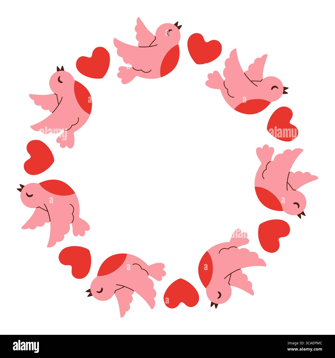 Simple valentines day circle frame. Round love themed border made of ...