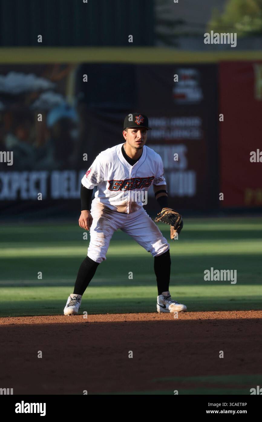 Johan Macias (4) of the Inland Empire 66ers in the field against the ...