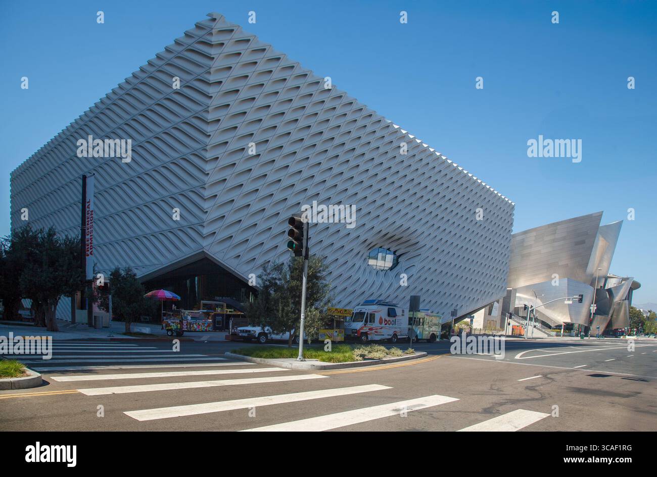 Modern architecture of The Broad, contemporary art museum in downtown ...