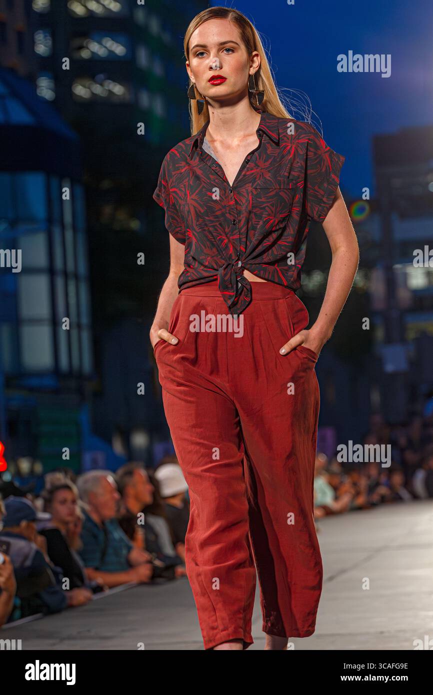 A model walks the runway at the Eve Gravel fashion show held during the ...