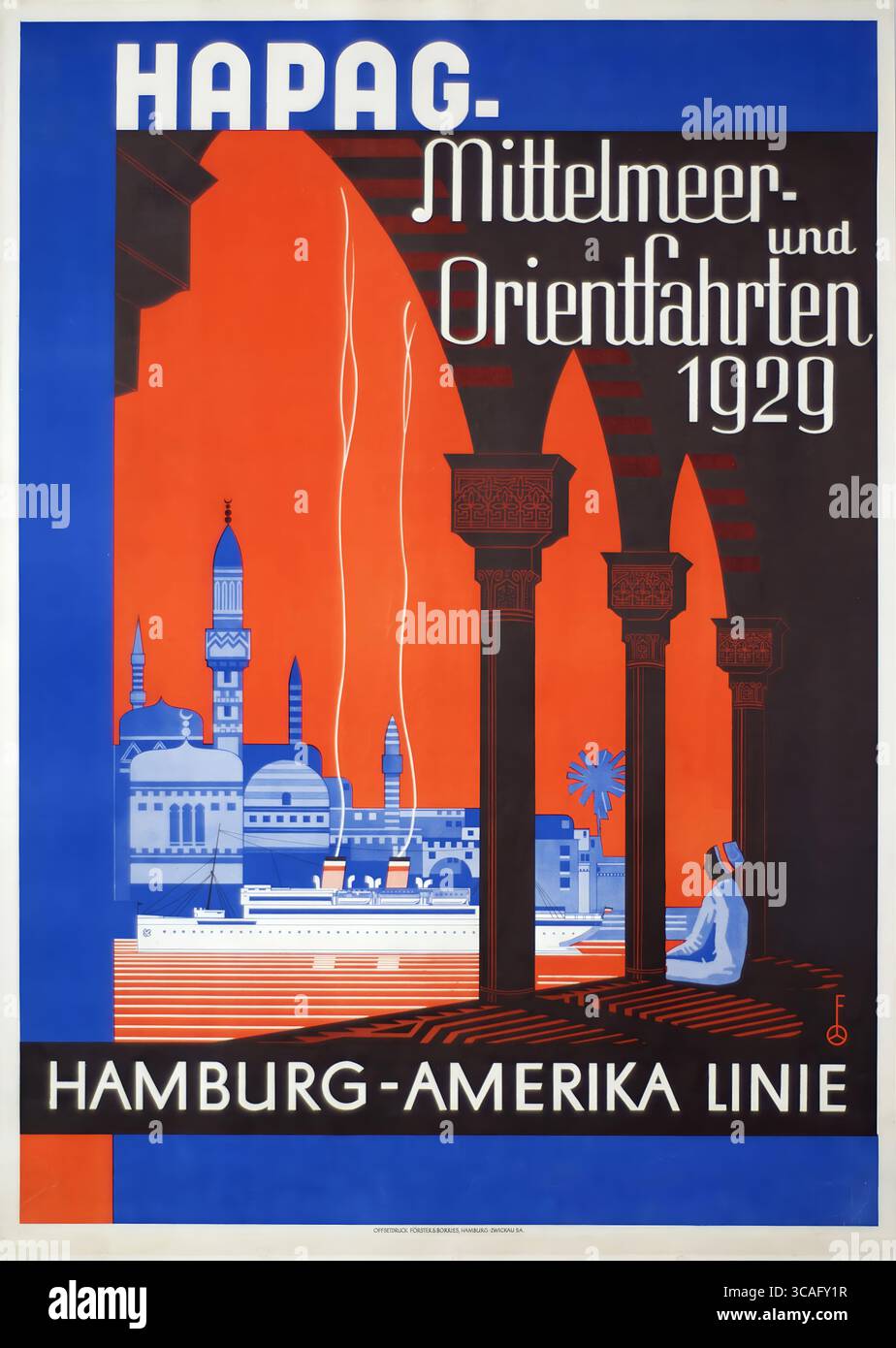 A gorgeous 1929 vintage travel poster for ships to the Mediterranean ...