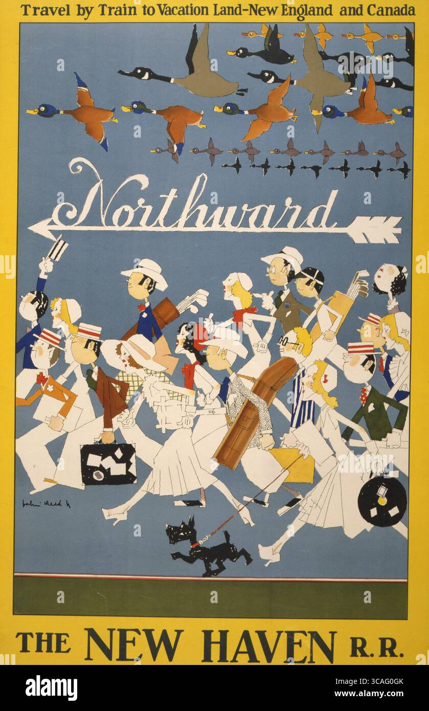A gorgeous 1940 vintage travel poster for The New Haven Railroad and ...
