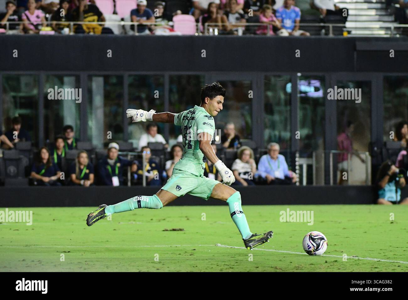 Pumas UNAM Goalkeeper Miguel Paul (181) gets ready to kick the ball at ...
