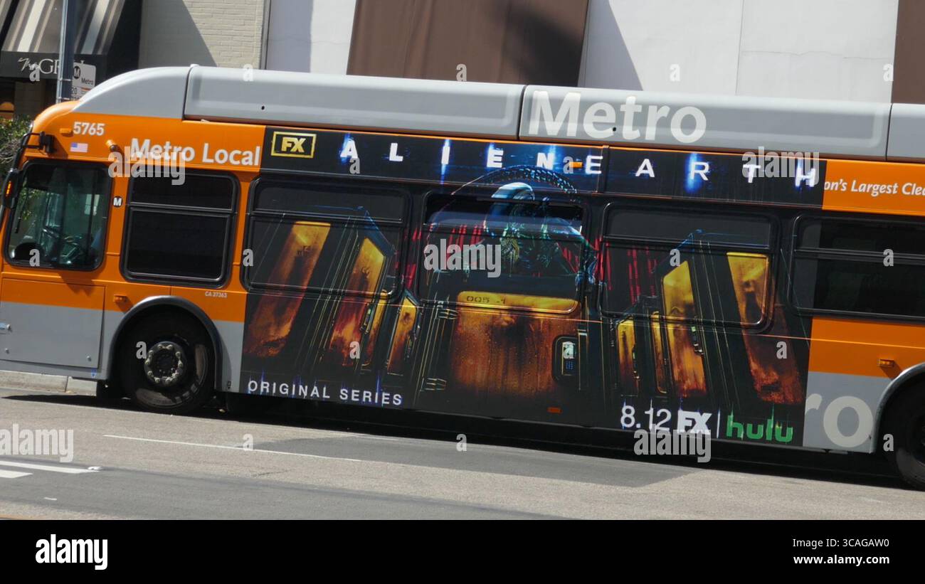 Los Angeles, California, USA 6th August 2025 Alien Earth FX Bus on ...