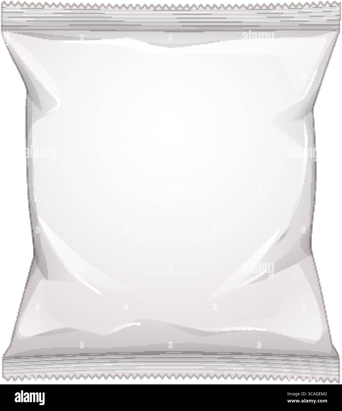Empty white foil snack bag rendered in clean vector style, isolated on ...
