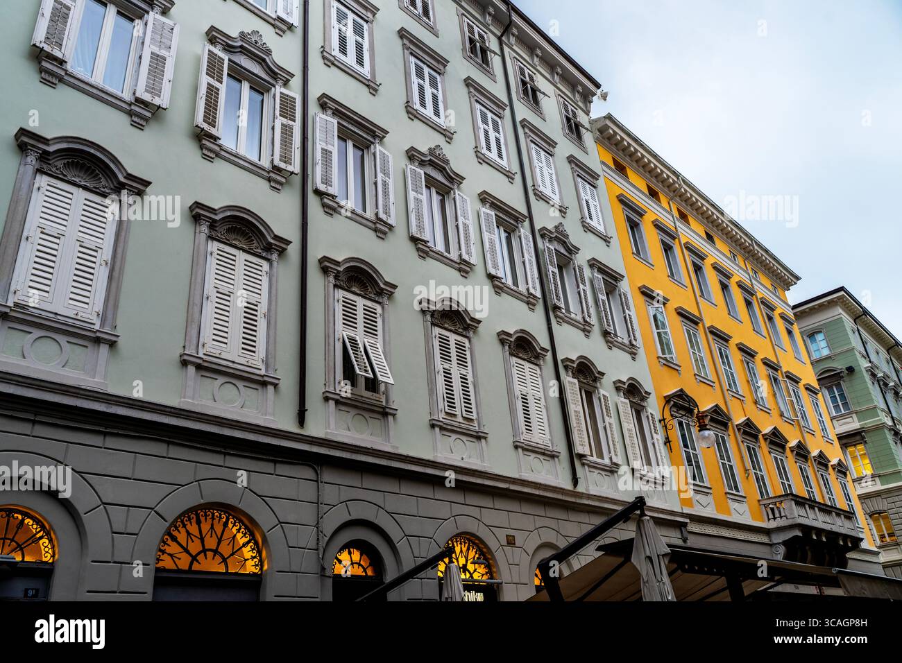 Colorful Neoclassical buildings of Trieste, Italy Stock Photo - Alamy