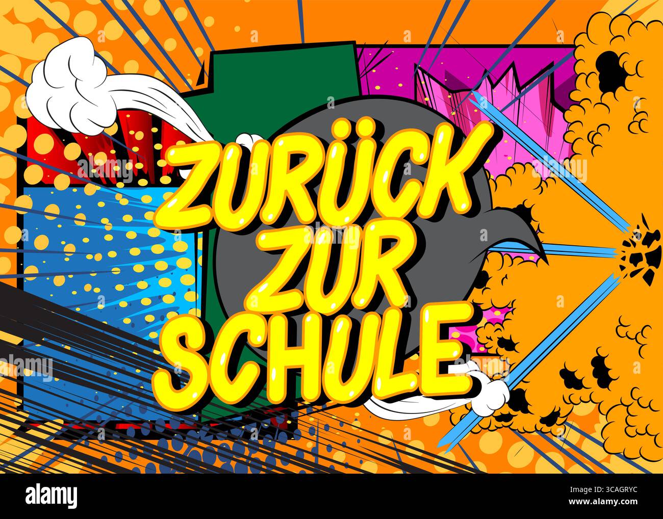 Cartoon German text "Zurück zur Schule", translate "Back To School ...