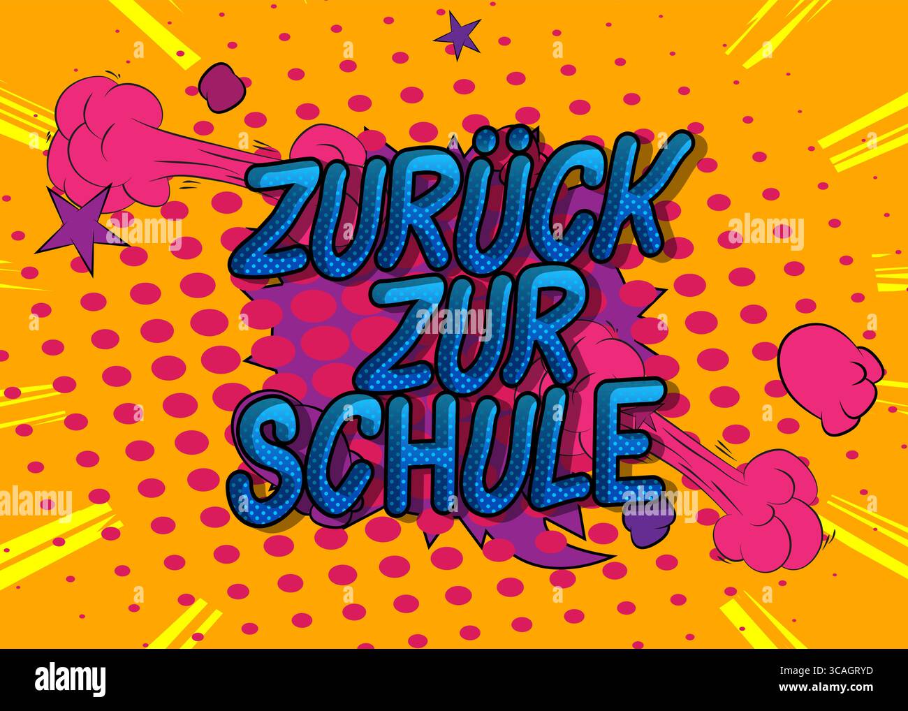 Cartoon German text "Zurück zur Schule", translate "Back To School ...