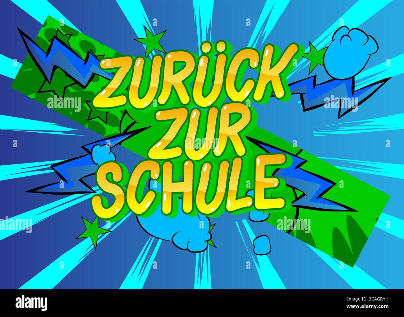Cartoon German text "Zurück zur Schule", translate "Back To School ...