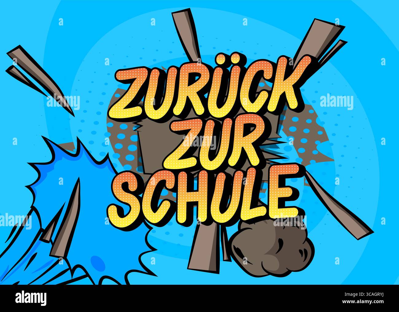 Cartoon German text "Zurück zur Schule", translate "Back To School ...