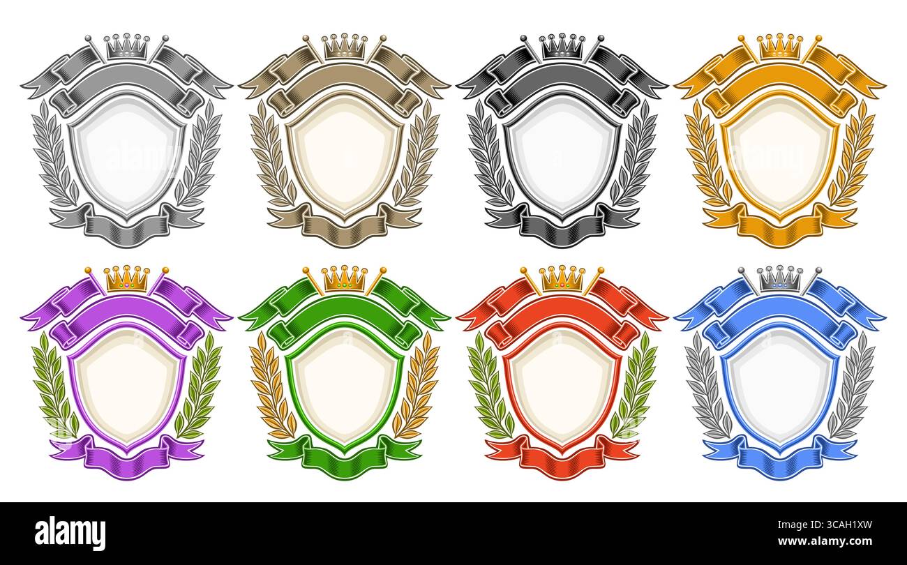 Vector Vintage Emblem Set, collection of 8 isolated illustration ...