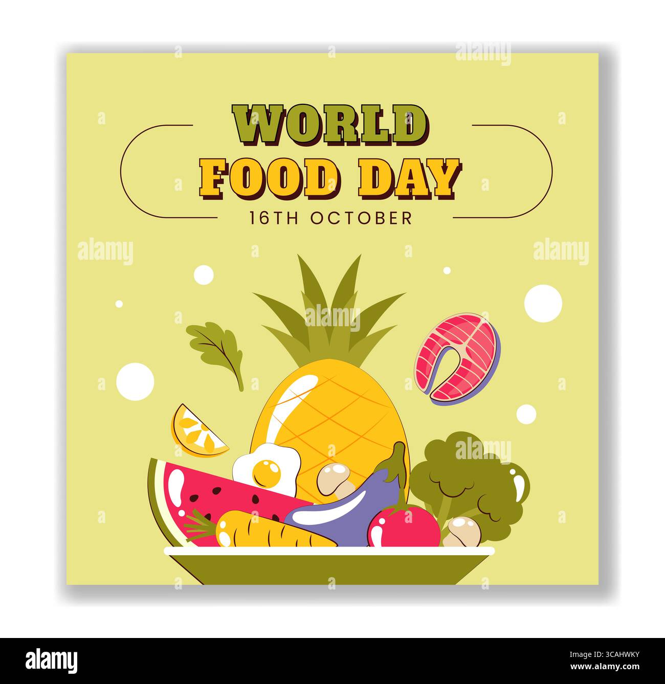 Food Awareness Day Social Media Template in Flat Cartoon Background ...