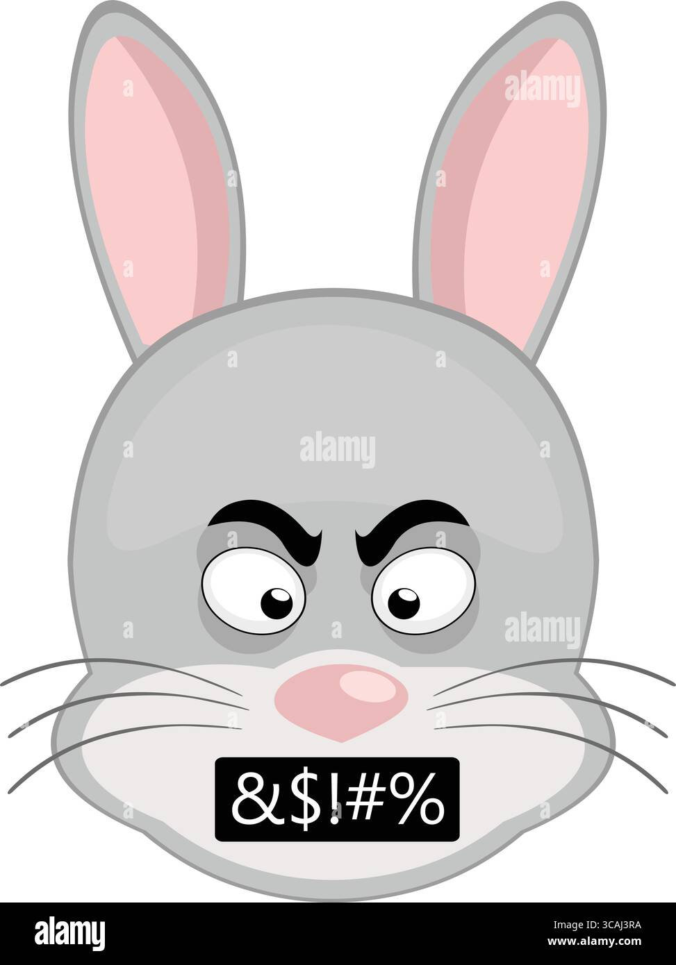 vector illustration emoticon character face rabbit rodent animal, with ...