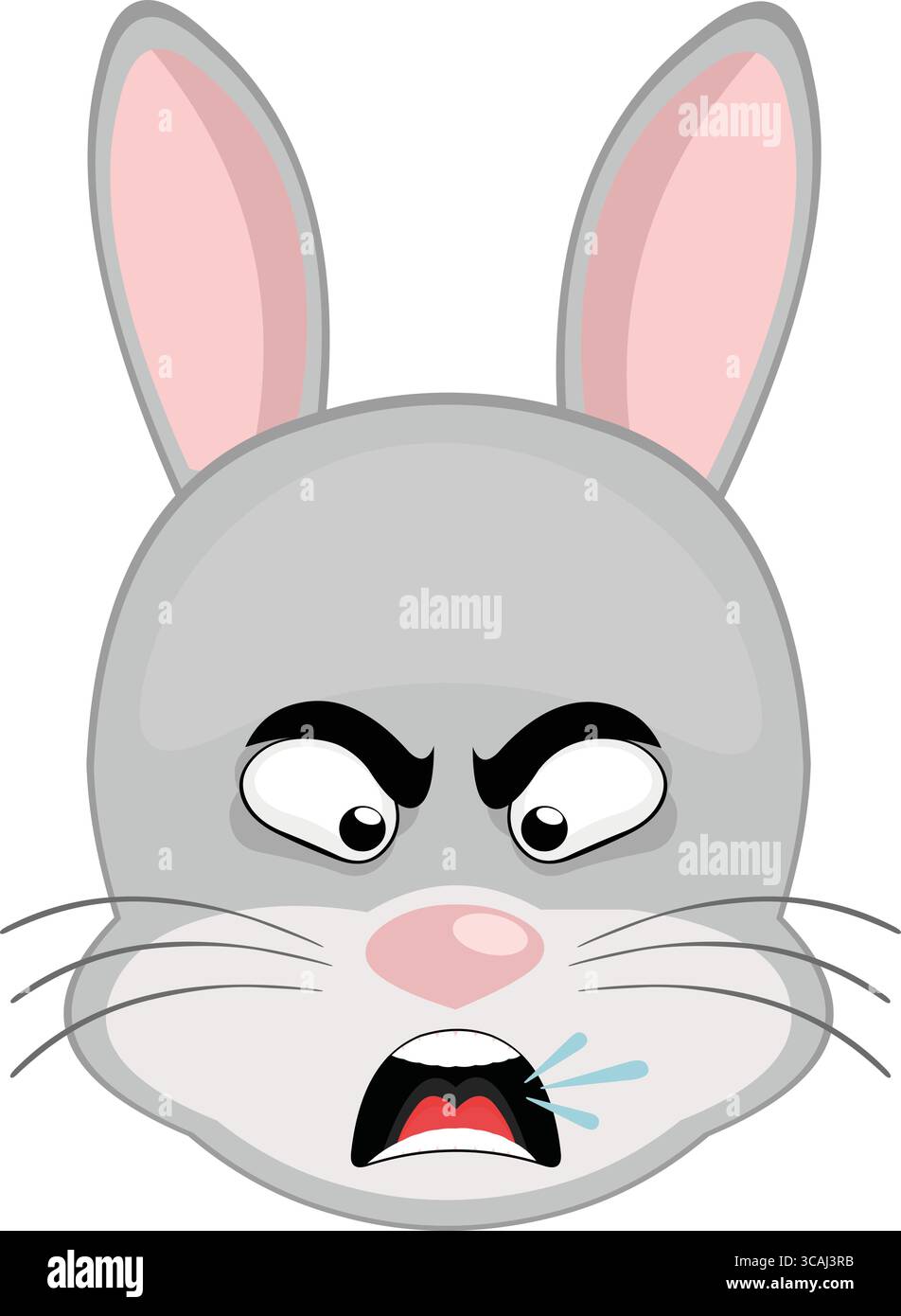 vector illustration emoticon character face rabbit rodent animal, with ...