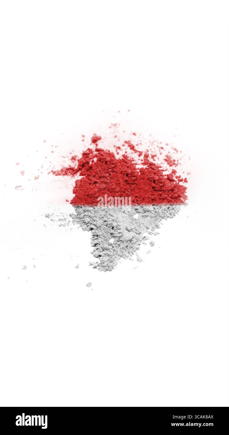 Closeup view of the red and white colors of the Indonesian national ...