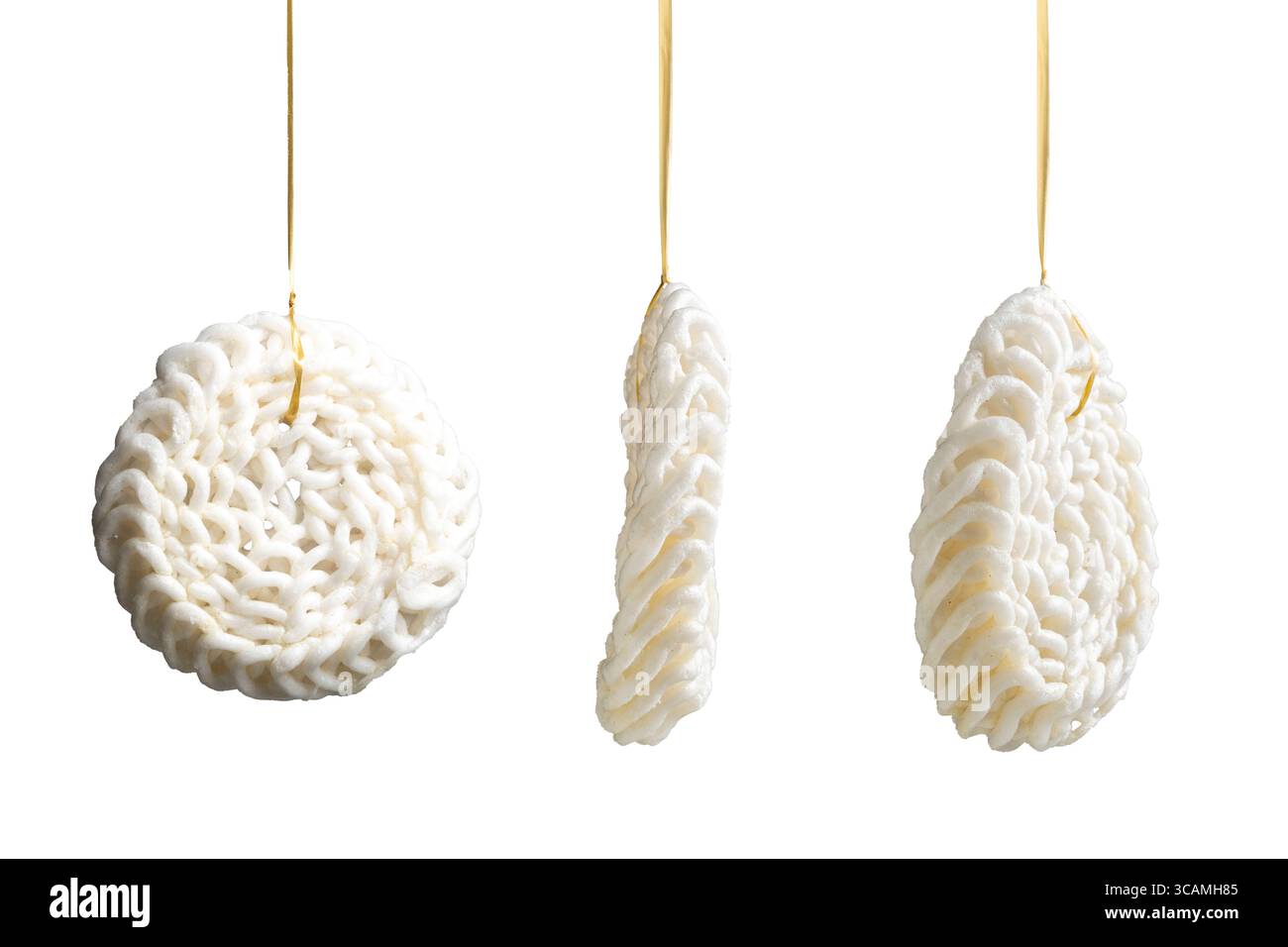 Set of kerupuk crackers hanging on the rope for games to celebrate ...