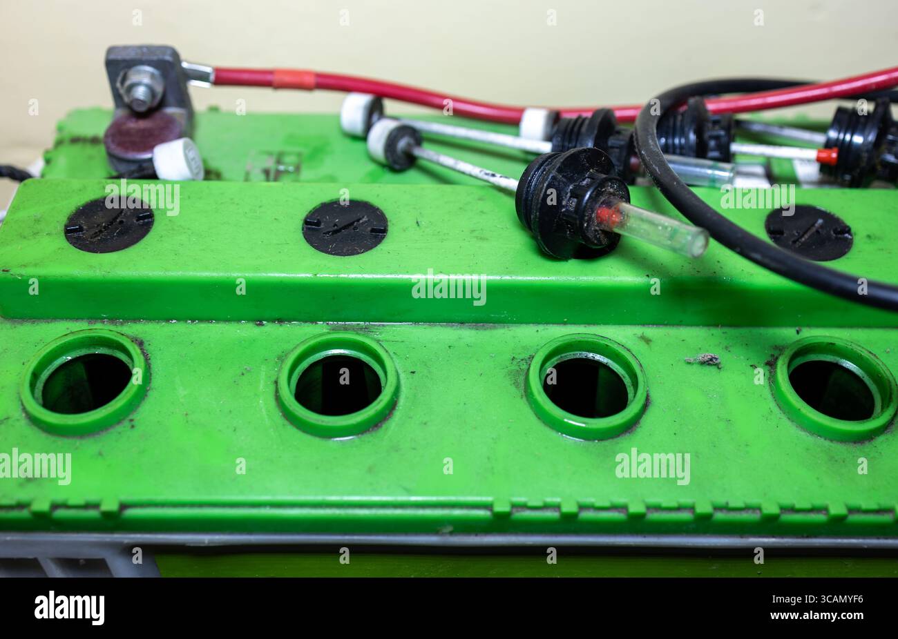 inverter battery water refill hole view at indoor Stock Photo - Alamy