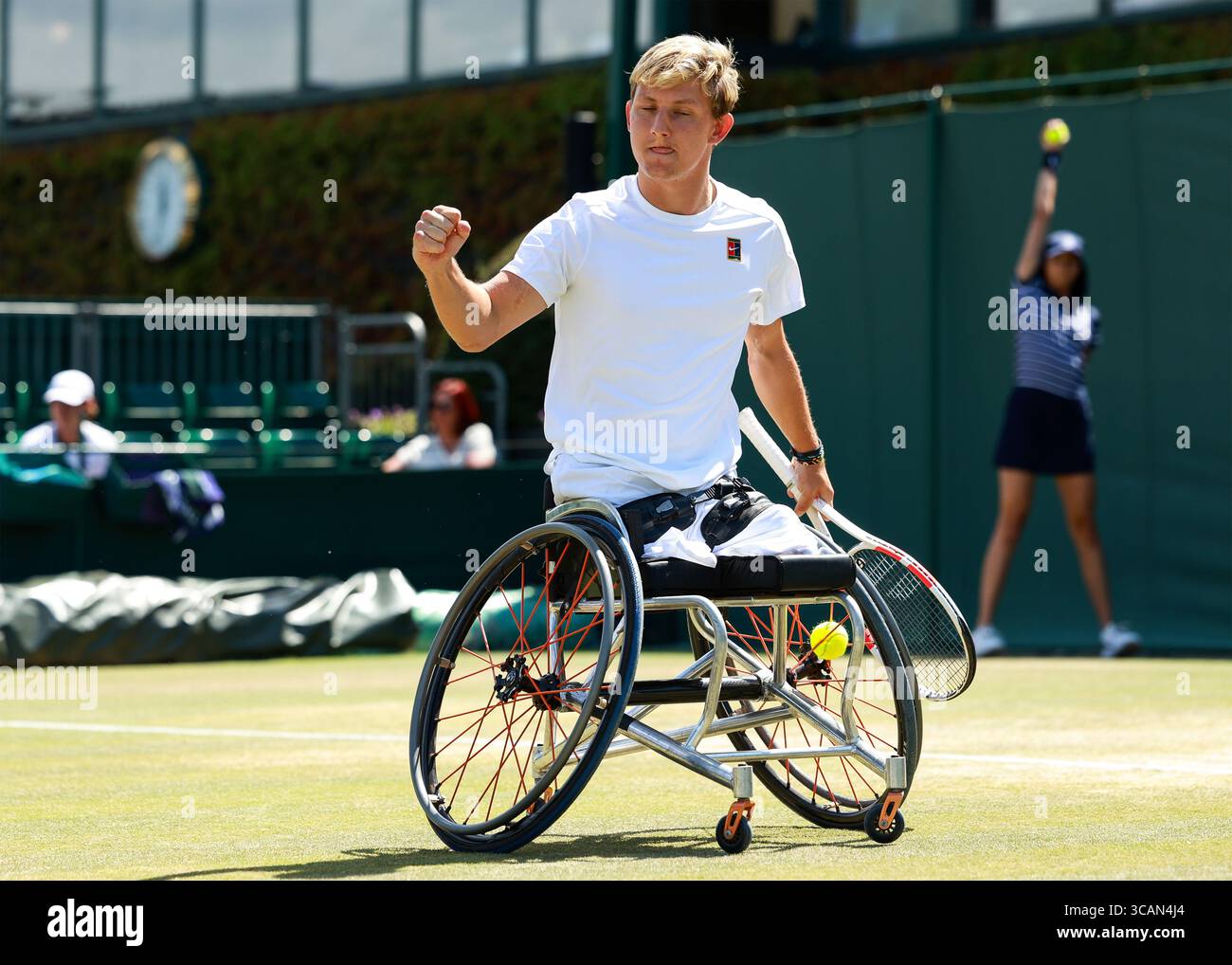 Dutch quad wheelchair tennis player Niels Vink celebrates at the 2025 ...