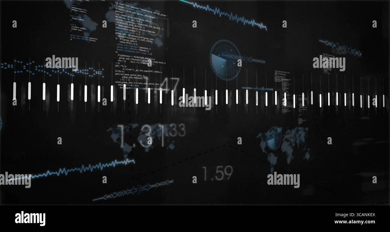 Displaying central bar array scrolling across dashboard, with code ...