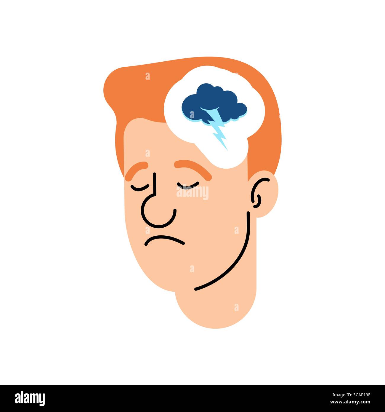 sad man with a cloud inside his head, symbolizing depression, mental ...