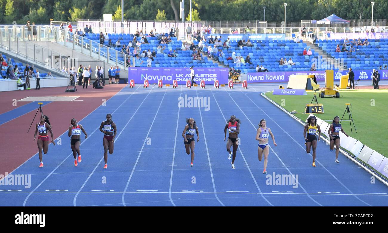 Amy Hunt competing and winning the women’s 100m final at the Novuna UK ...