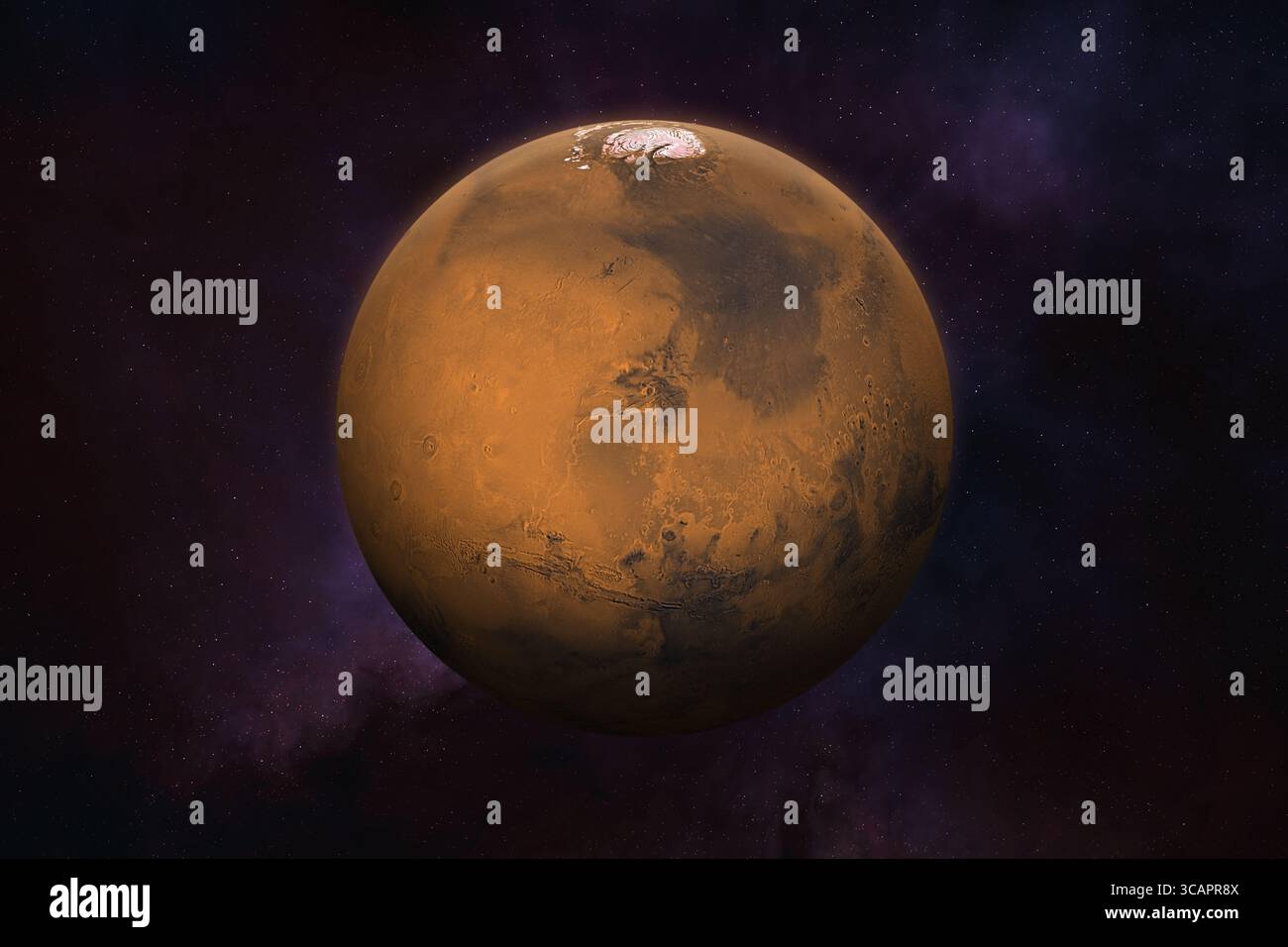 Planet Mars. Space wallpaper with Mars in outer space. Surface of the ...