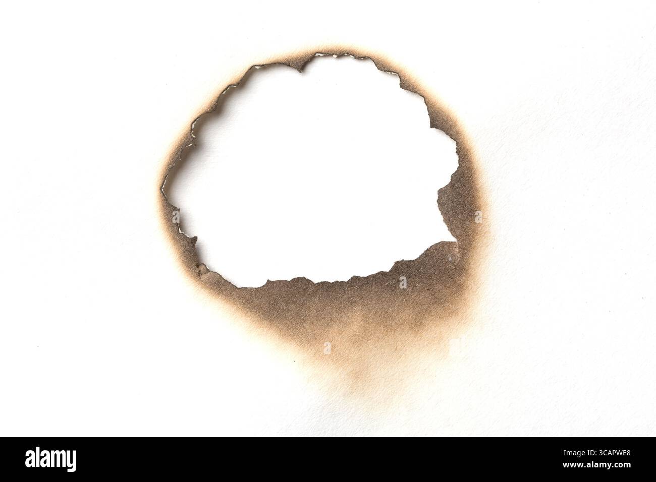 Fire burned hole white paper background texture. Paper burn mark stain ...