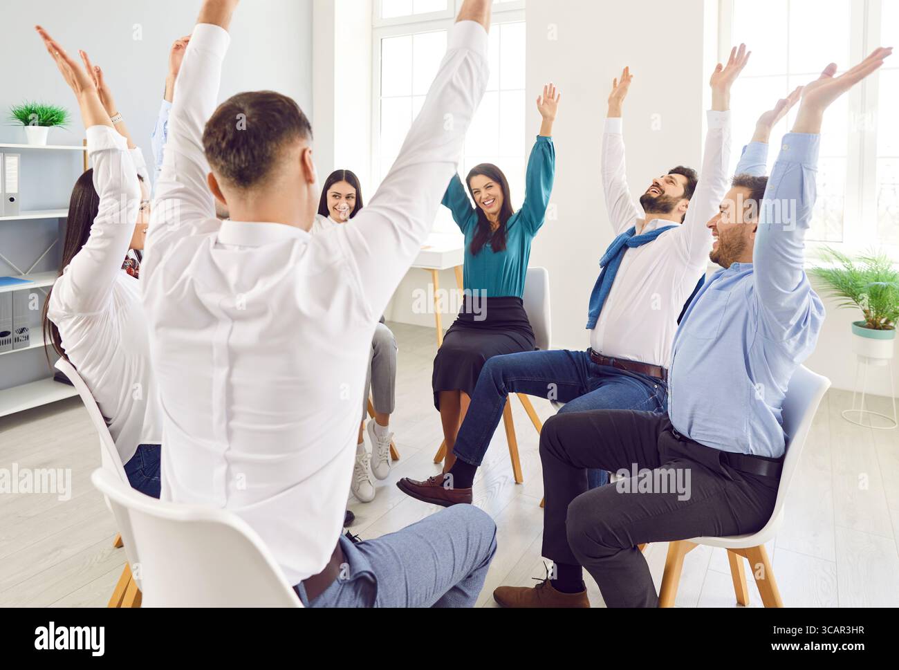 Business happy people training, group of positive inspired professional ...