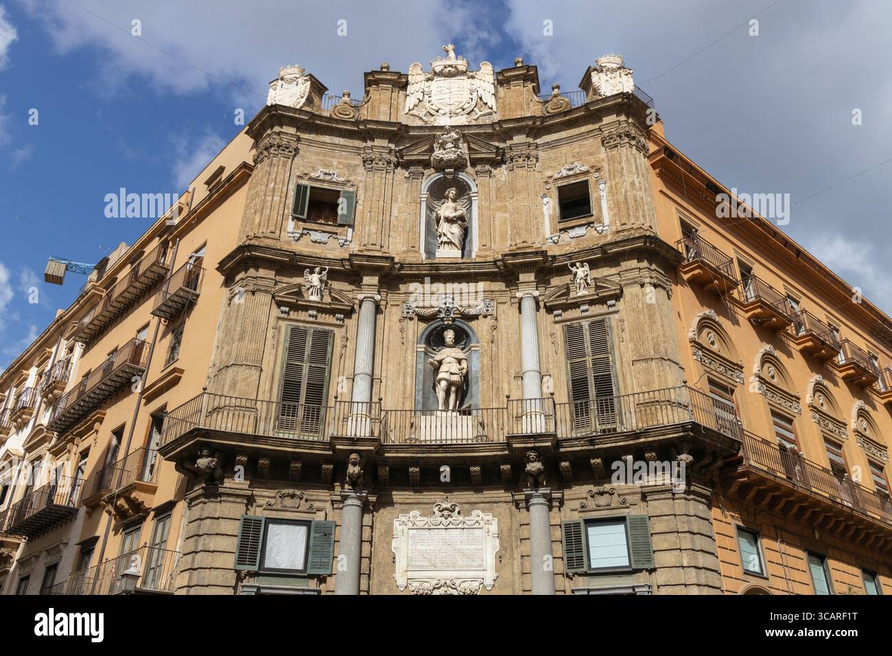 One of the four buildings that make up the baroque square Quattro Canti ...