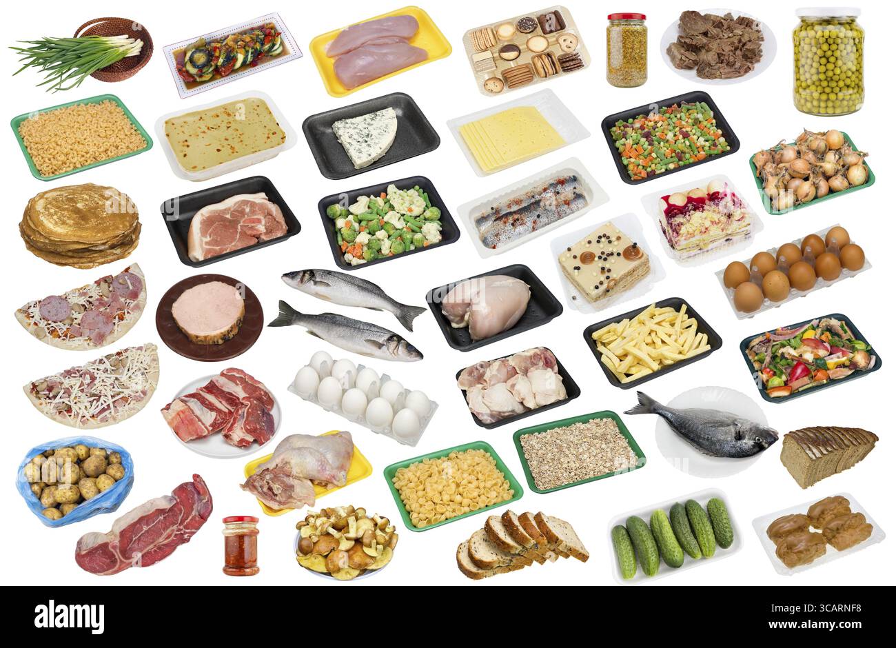 Daily fresh food products which we buy in shop. Big isolated set Stock ...