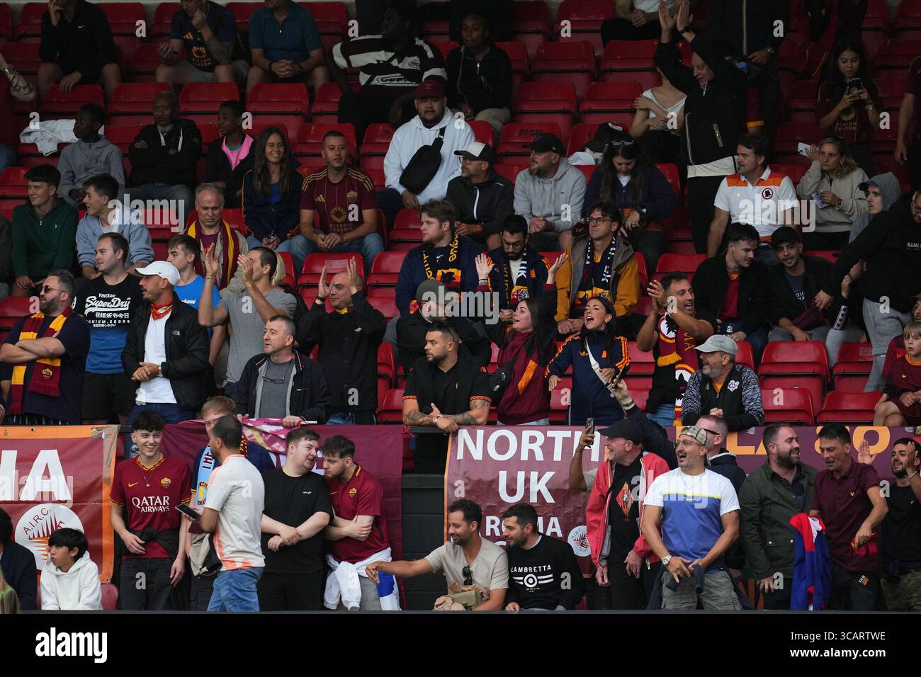 Walsall, UK. 07th Aug, 2025. AS Roma fans on the stands during the pre ...